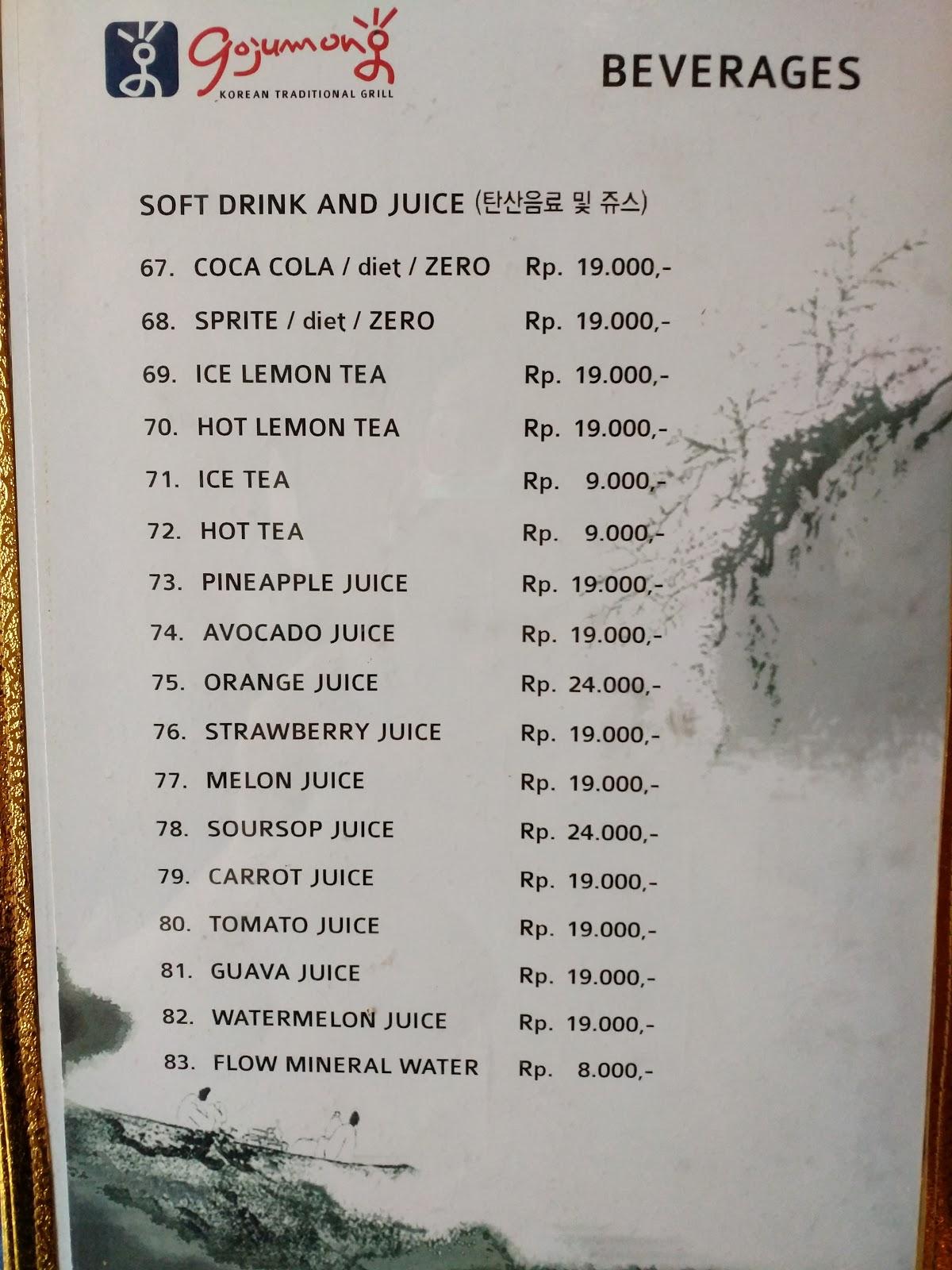 Menu at Gojumong Korean BBQ Surabaya, Surabaya