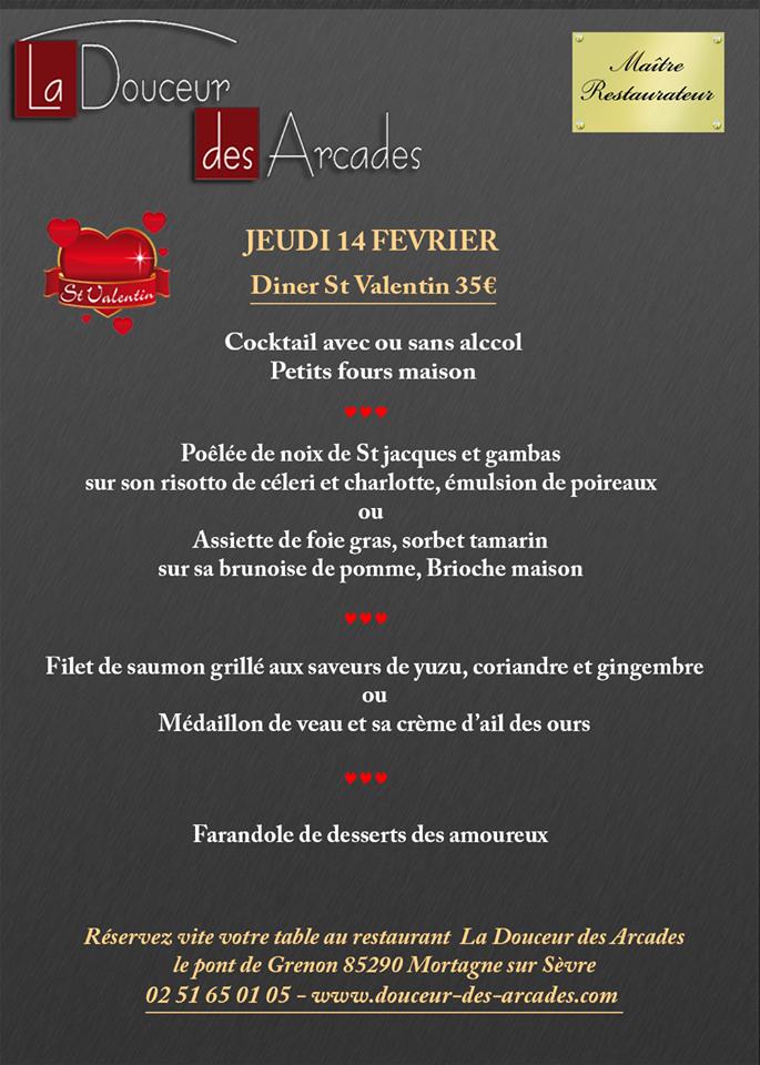 Menu au Les Arcades restaurant, Mortagne-sur-Sèvre, 3 lieu dit