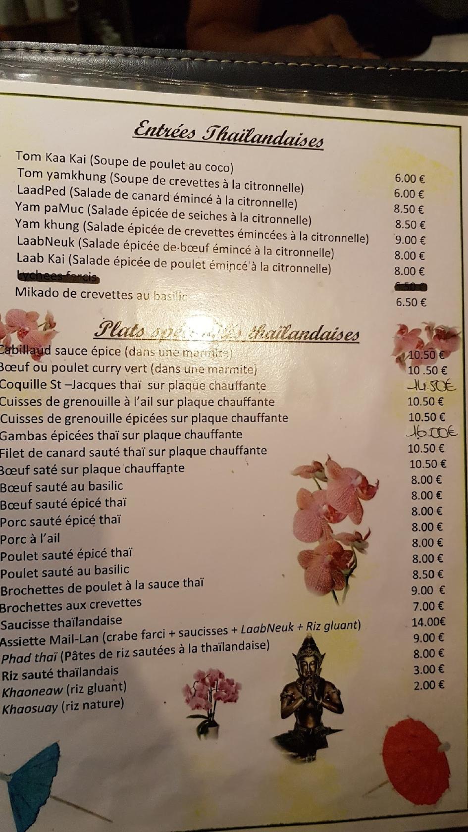 Menu au Mai Lan restaurant, Nantes