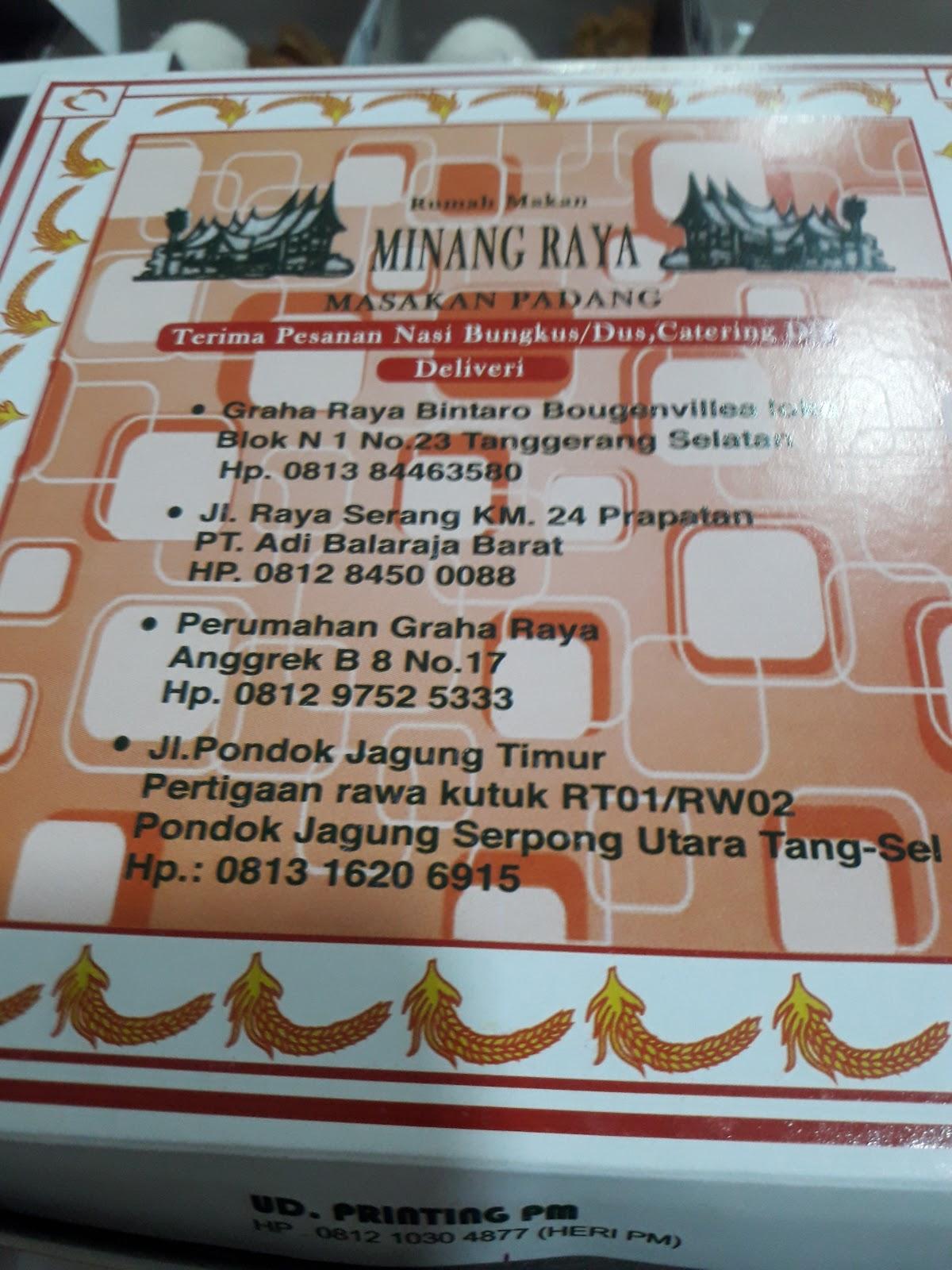 Menu at Rumah makan minang raya restaurant, Tangerang, JL. Graha Raya
