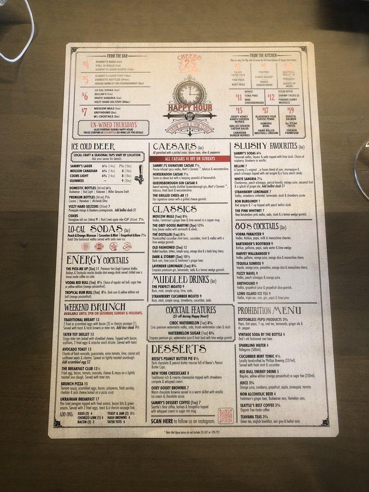 Menu at Sammy J's Grill & Bar - Maple Ridge, Maple Ridge