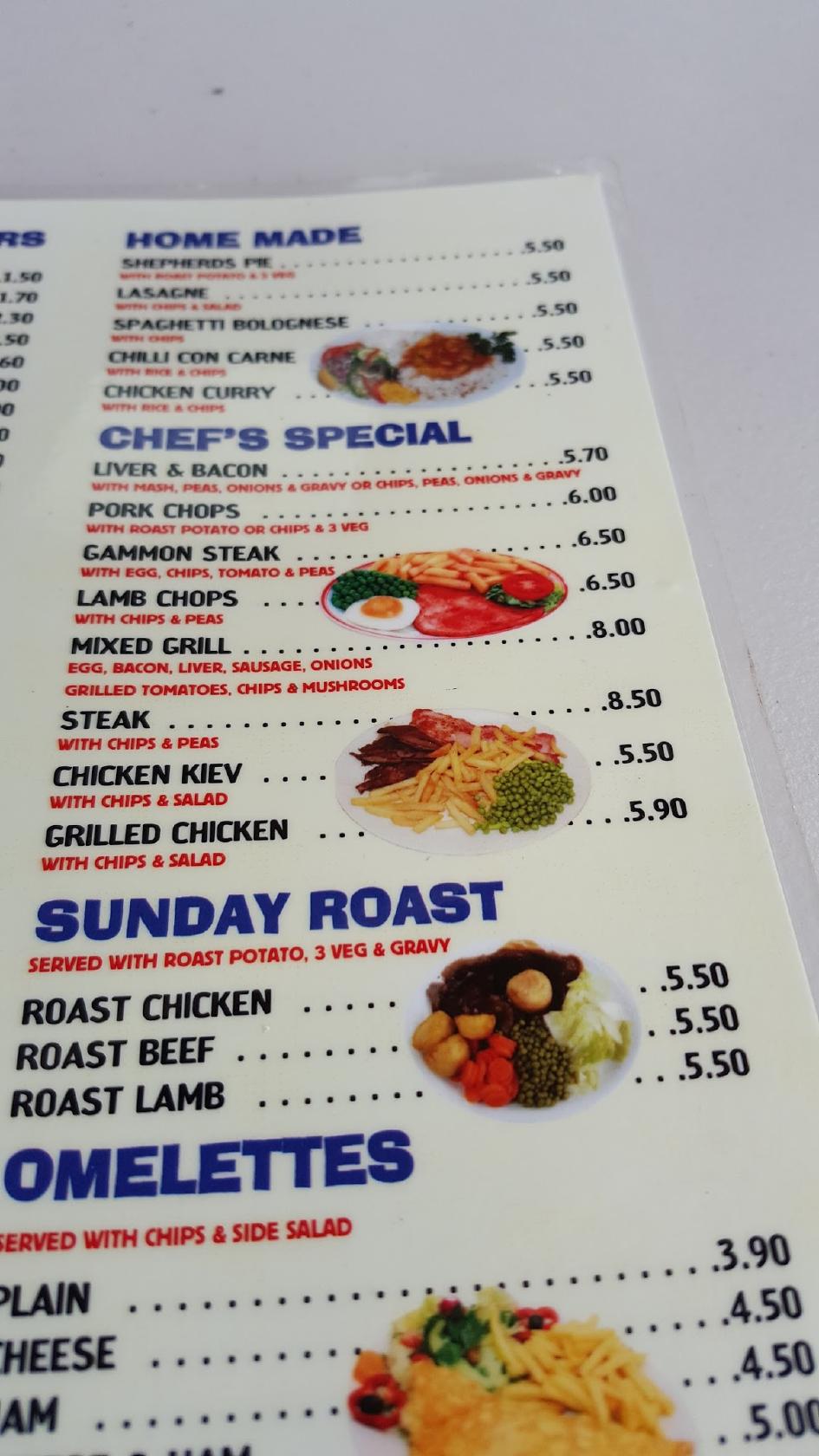 Menu at Family Cafe, Dagenham
