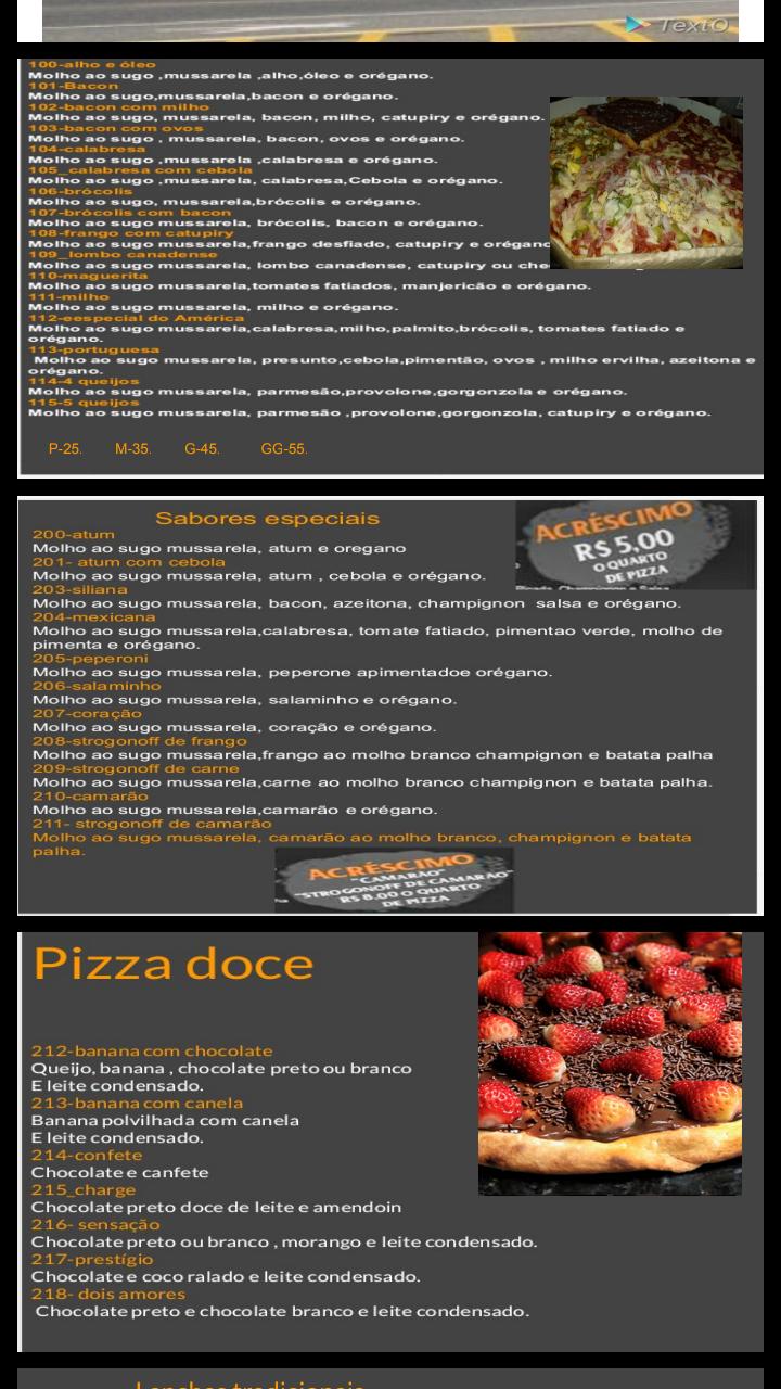 Menu at Boeing burg, Camboriú