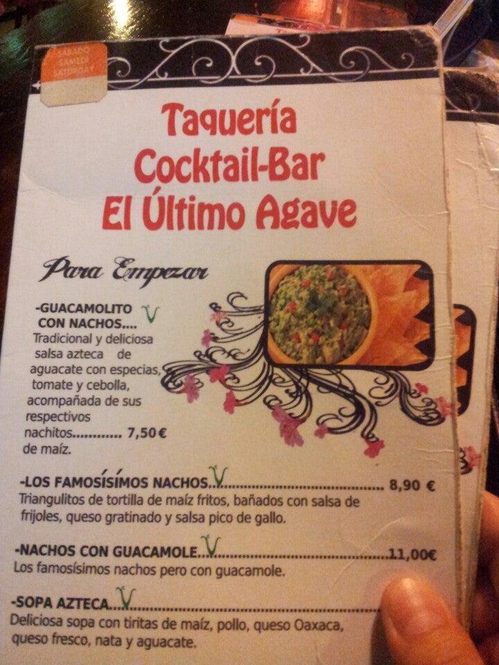 Carta del restaurante El Ultimo Agave, Barcelona