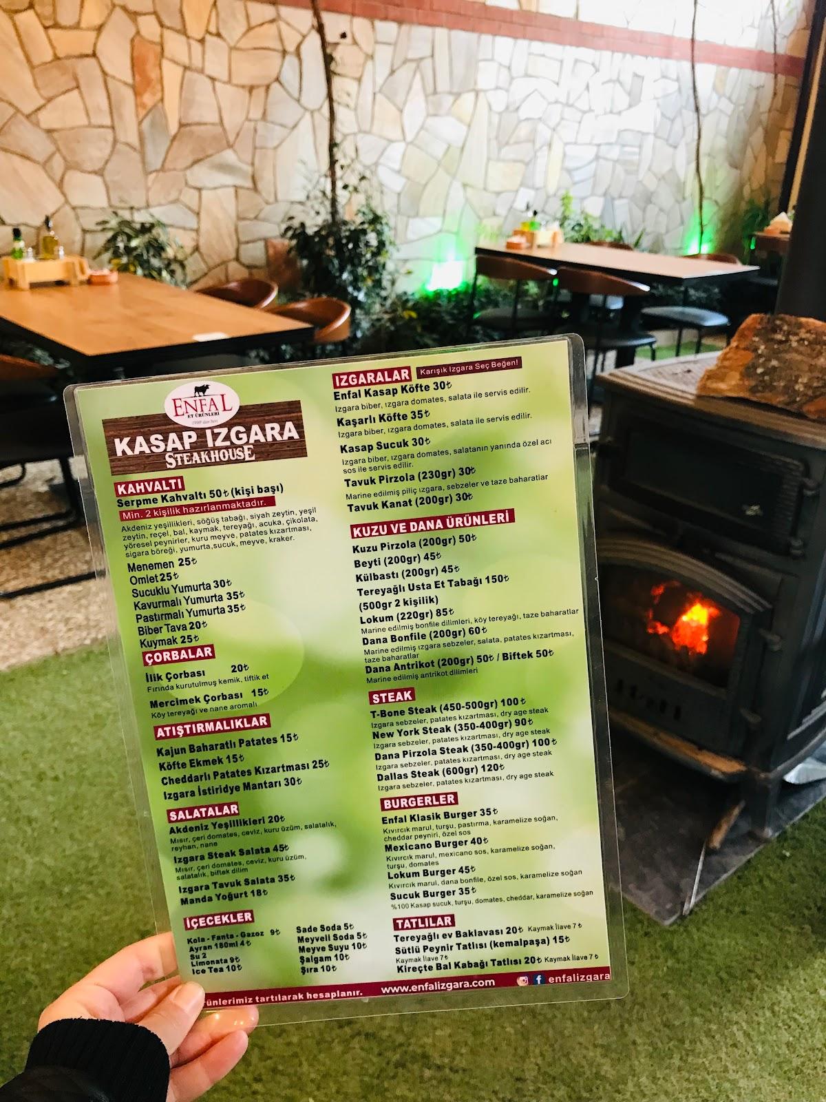 Menu at Enfal Izgara Kasap, Nicaea