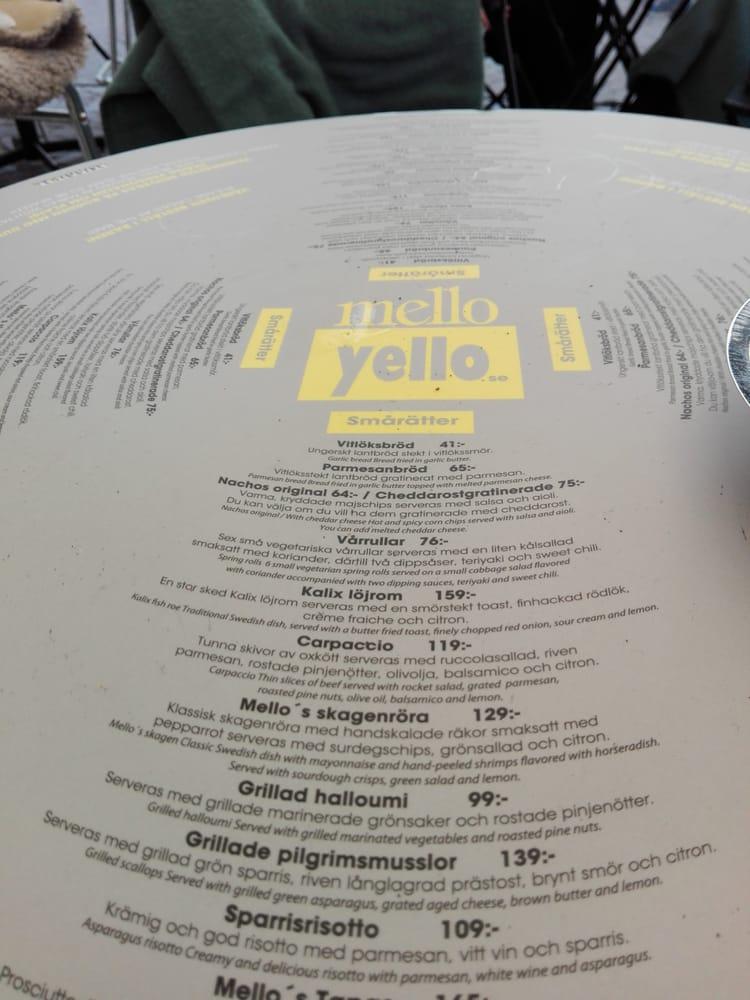 Menu at Mello Yello pub & bar, Malmö