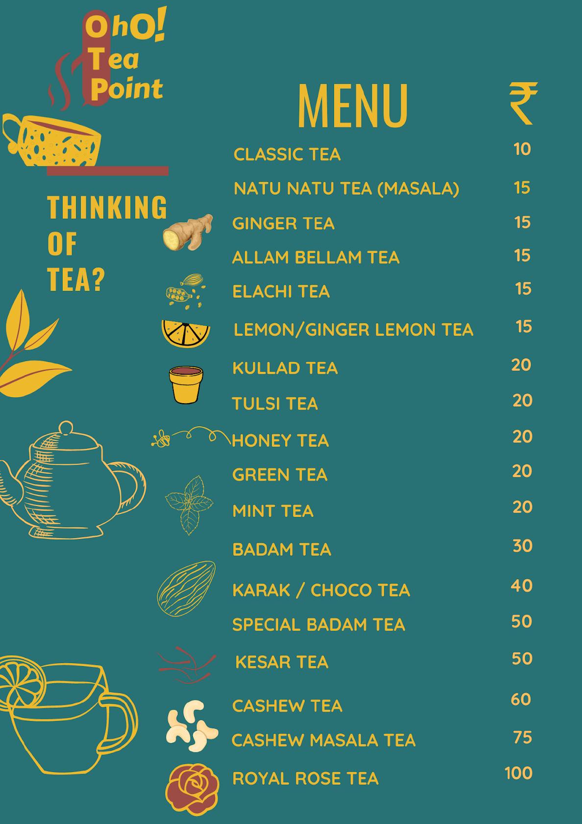 Menu at Oho Tea Point (OTP), Ongole