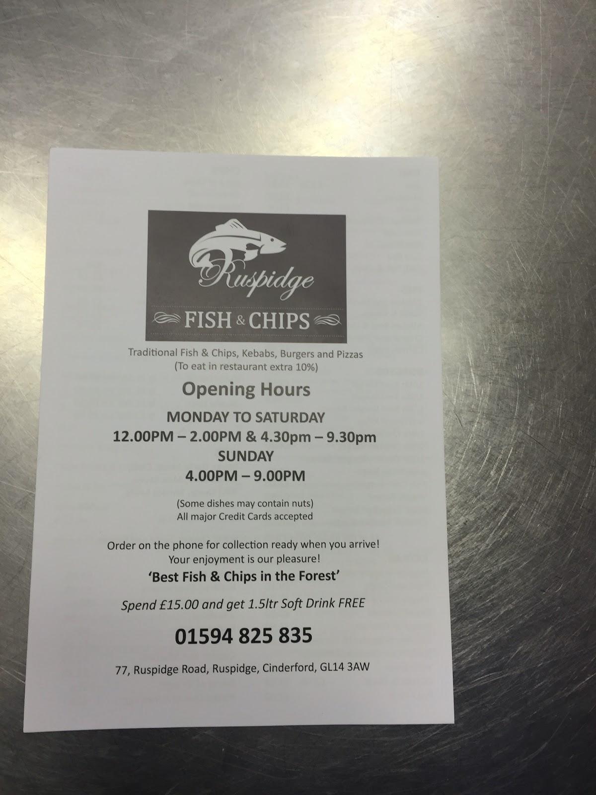 Menu at Ruspidge Fish & Chips fast food, Cinderford