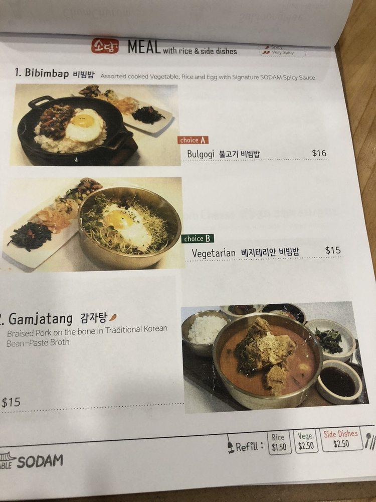 Menu at Table SODAM restaurant, Ottawa