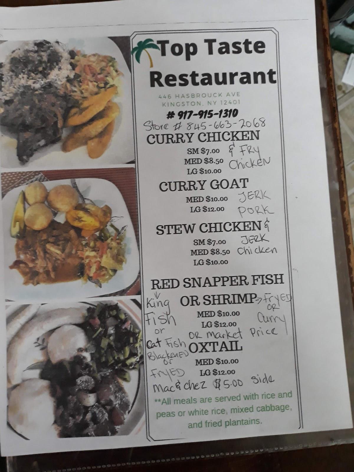 Menu at TopTaste Restaurant, Kingston