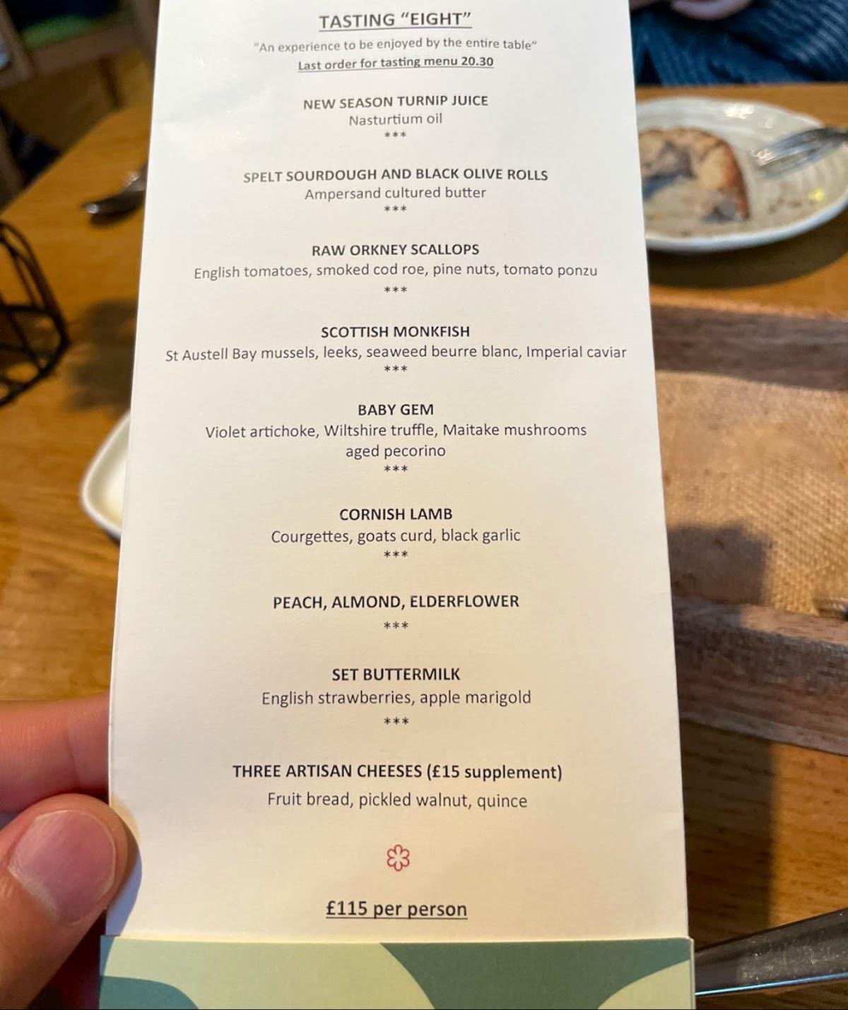 Menu at Simpsons Restaurant, Birmingham