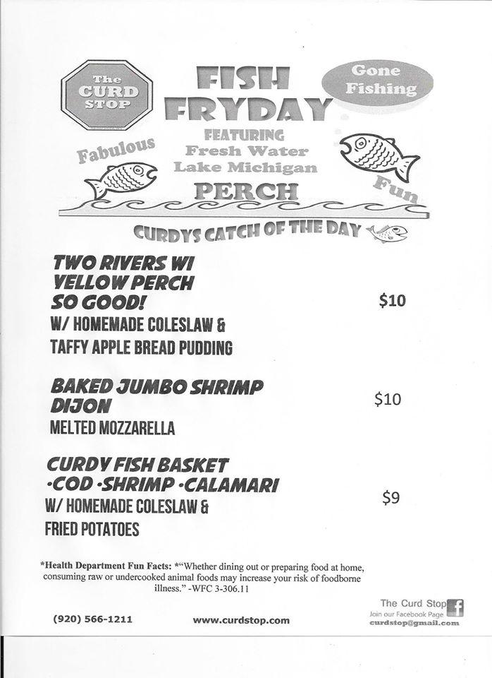 Menu at The Curd Stop restaurant, Redgranite