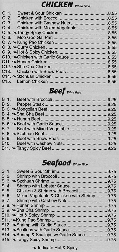 Menu at Chun's Cafe, Houston