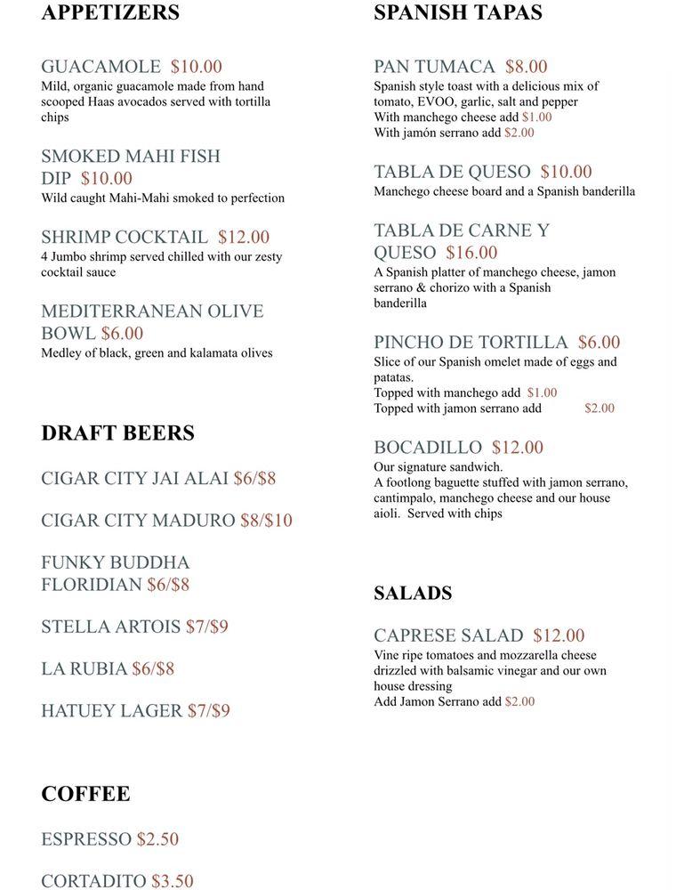 Menu at City Cigar Lounge pub & bar, Miami