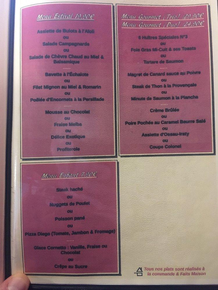 Menu at Le Bugatti pizzeria, Châtelaillon-Plage, Boulevard de la Mer ...