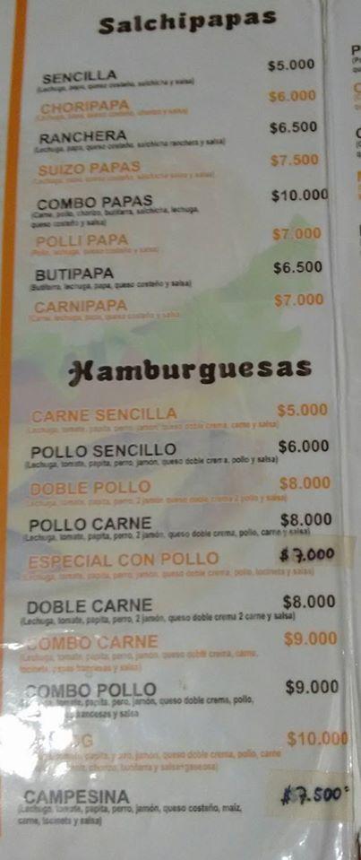 Menu at Mr Dog comidas rapidas, Sincelejo
