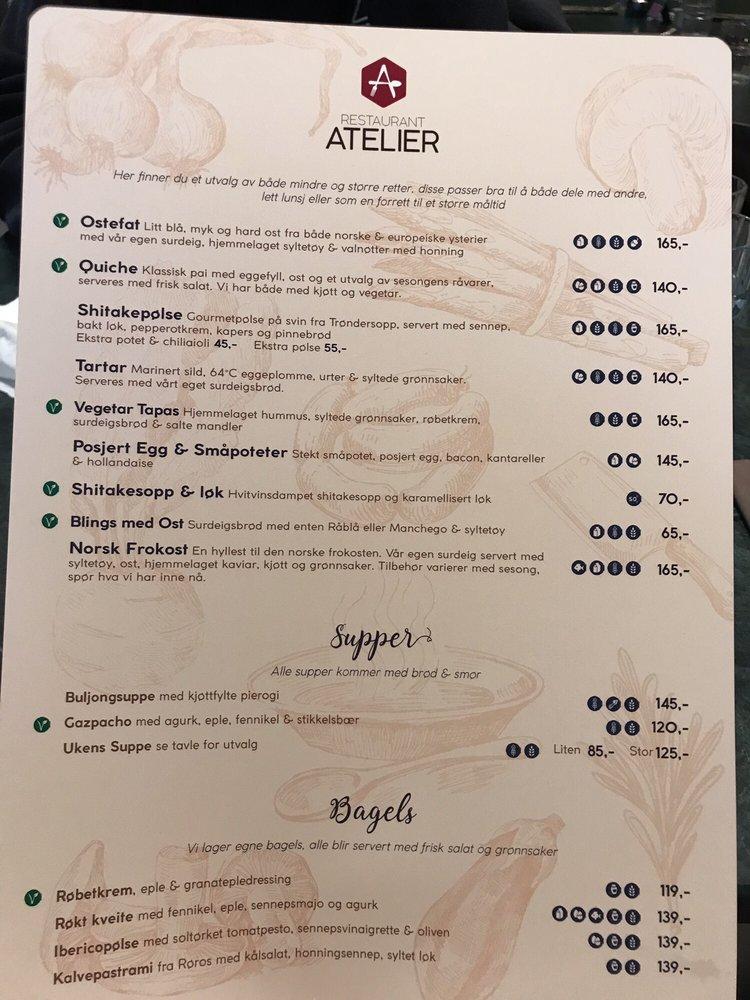 Menu at Restaurant Atelier, Trondheim