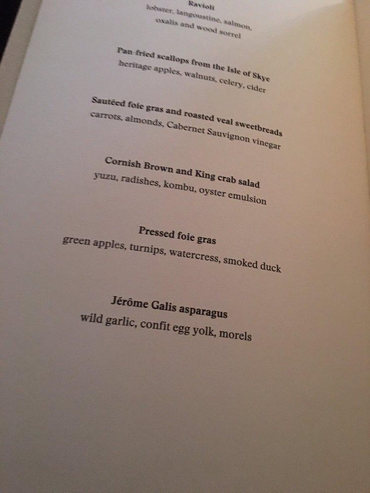 Menu at Restaurant Gordon Ramsay, London, 68 Royal Hospital Rd