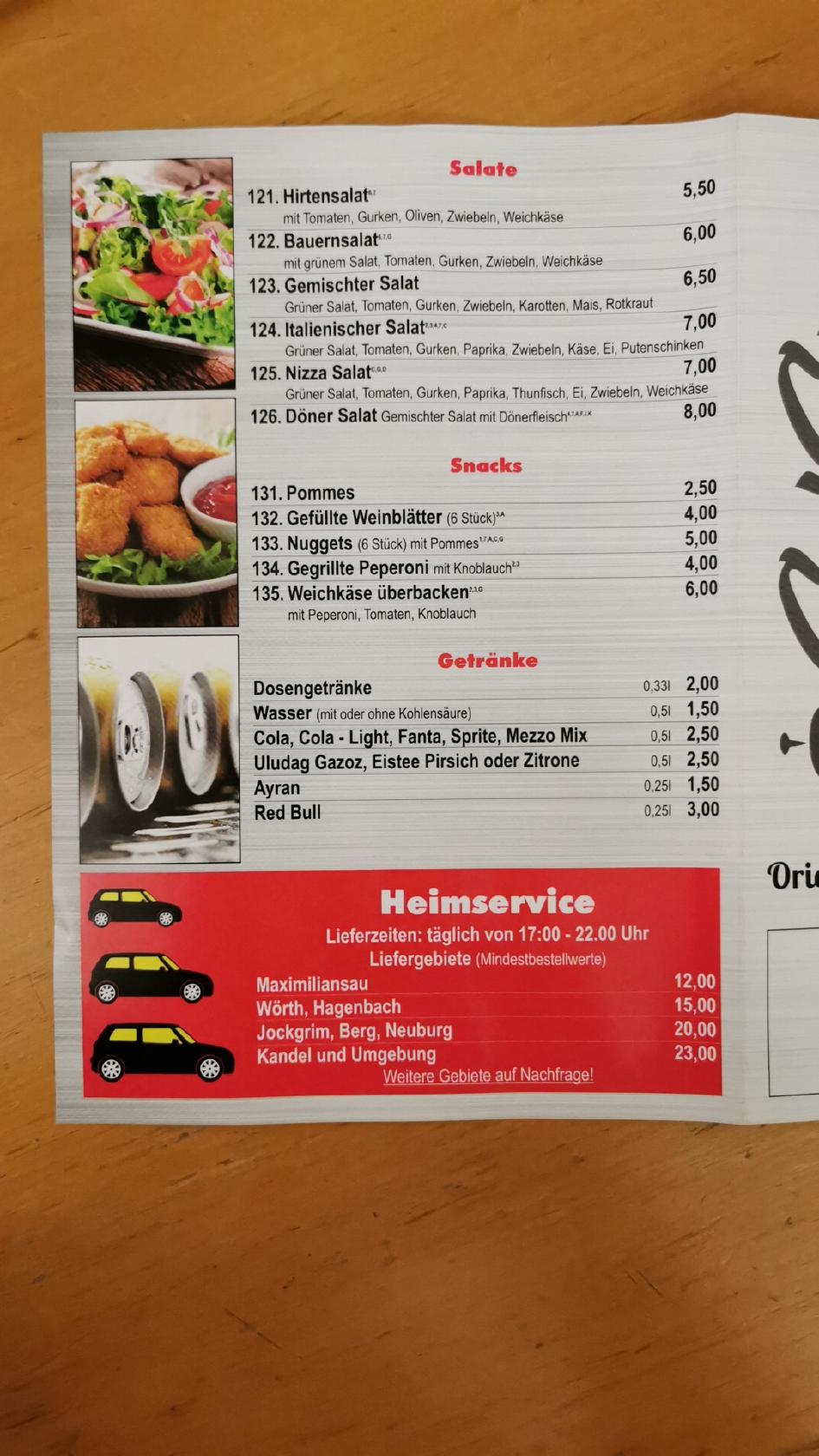 Menu at SelSin Kebabhaus & Pizzeria, Wörth am Rhein