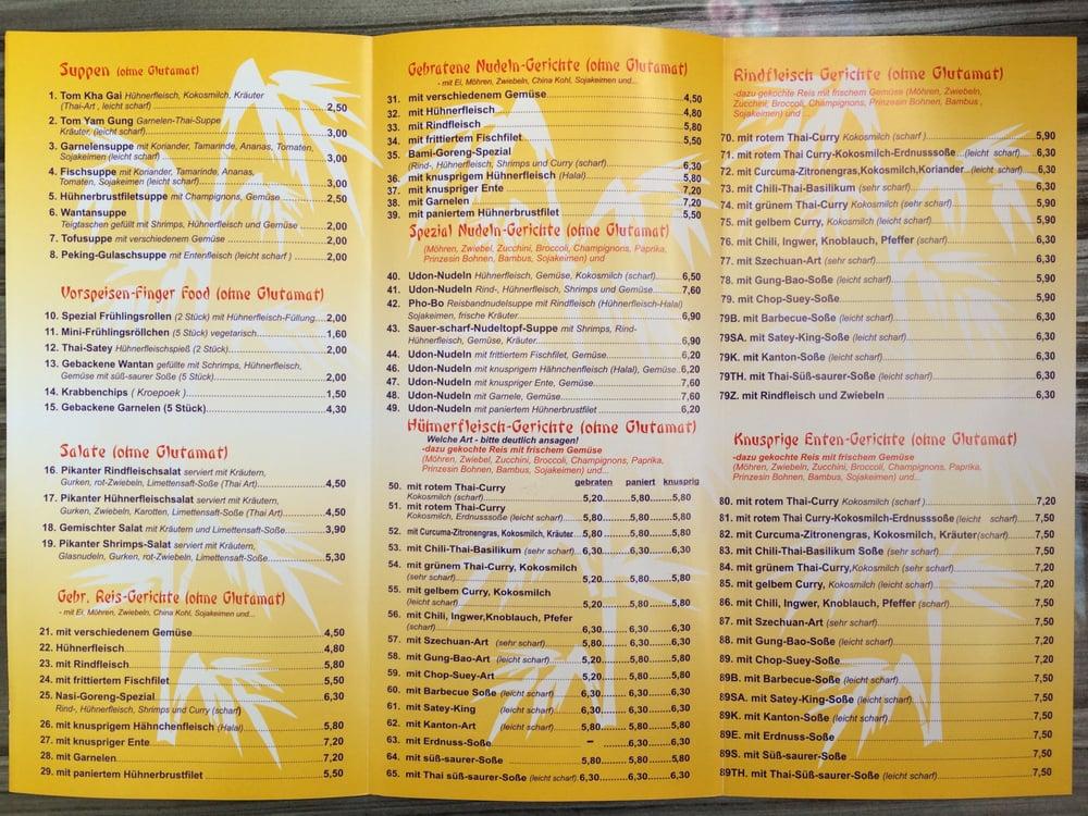 Carta del restaurante Asia Thai Snack Imbiss., Fráncfort