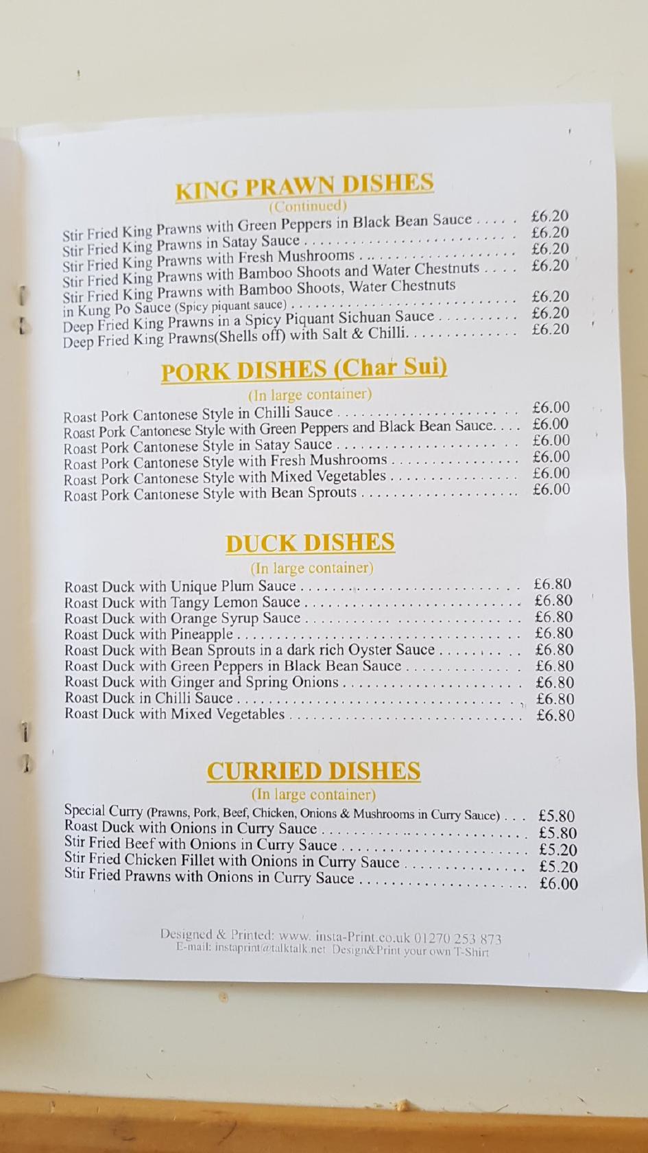 Menu at Ko's Kitchen fast food, Crewe