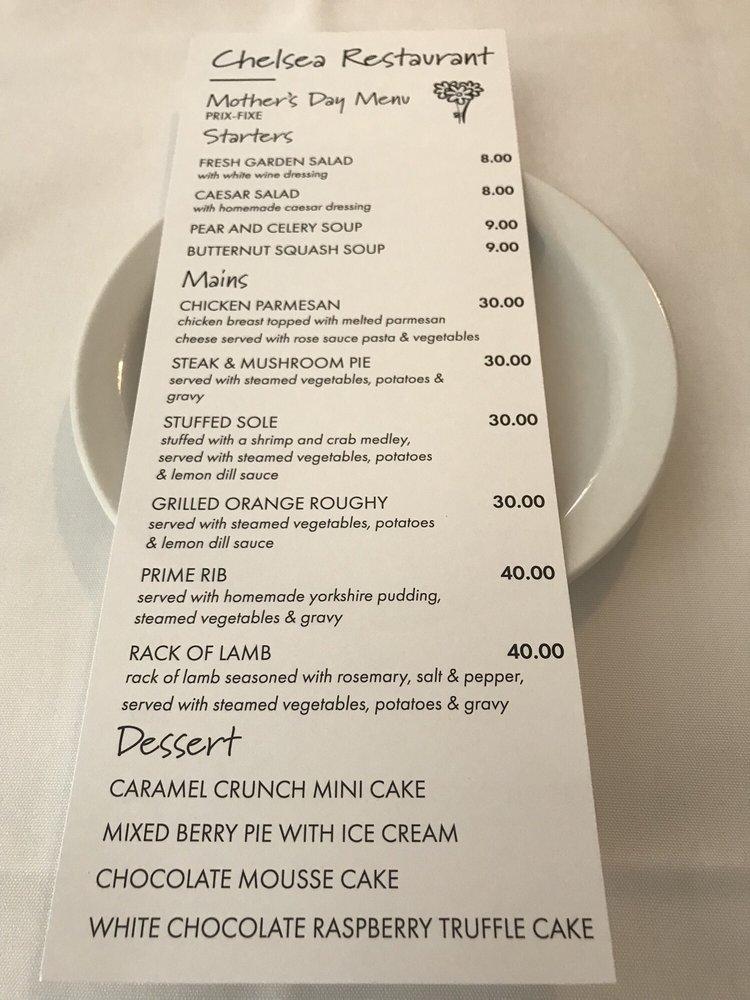 Menu at Chelsea restaurant, Mississauga, 7 John St S
