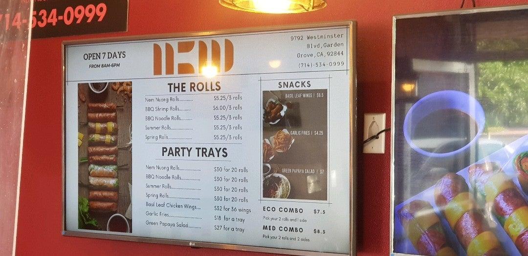 Menu at NEM restaurant, Garden Grove, Westminster Blvd.