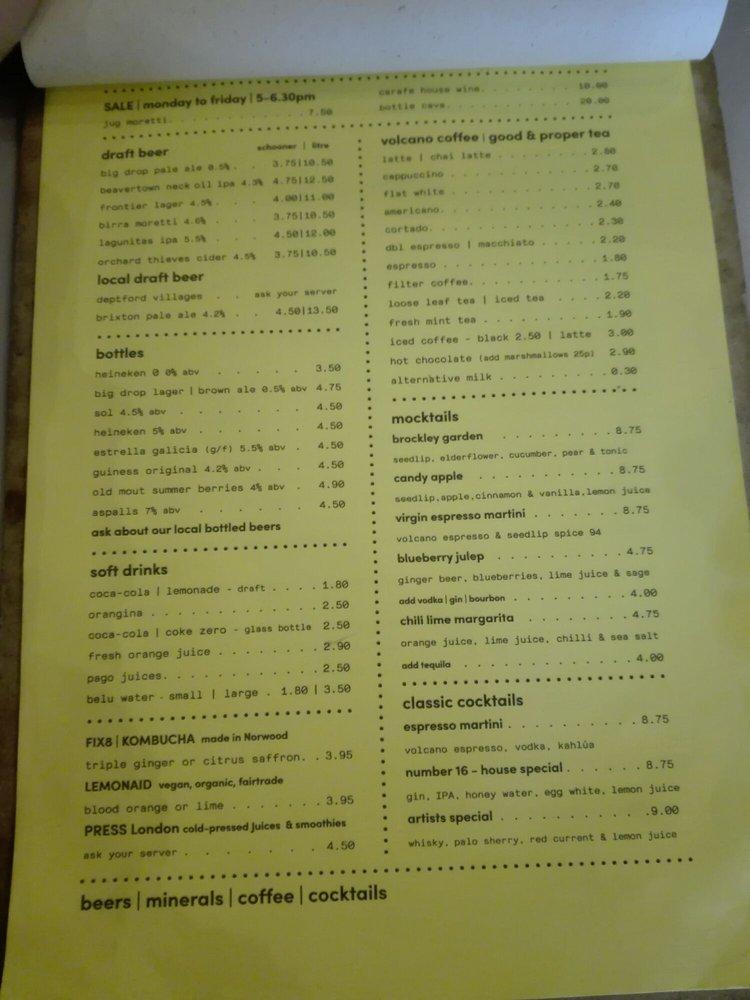 Menu at parlez pub & bar, London