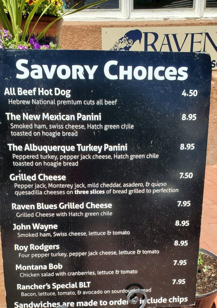 Menu at Raven Blues Coffeehouse Cafe, Albuquerque