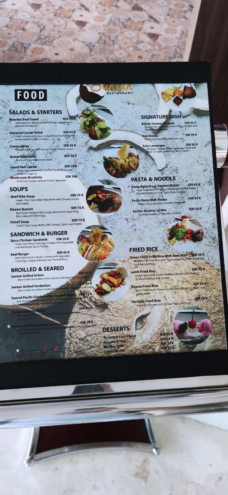 Menu at Santan Restaurant, Gresik