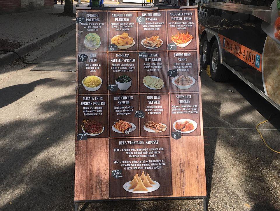 Menu at Simba Safari Grill Food Truck restaurant, Winnipeg