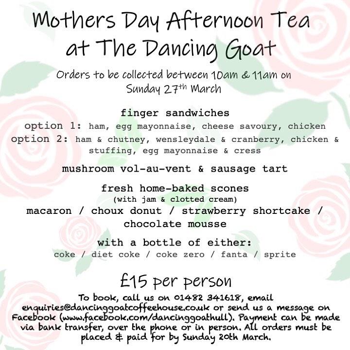 Menu at The Dancing Goat Coffee House, Hull