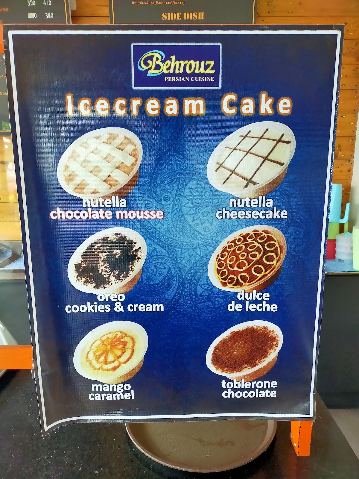 Menu at Behrouz Persian Cuisine restaurant, Lucena