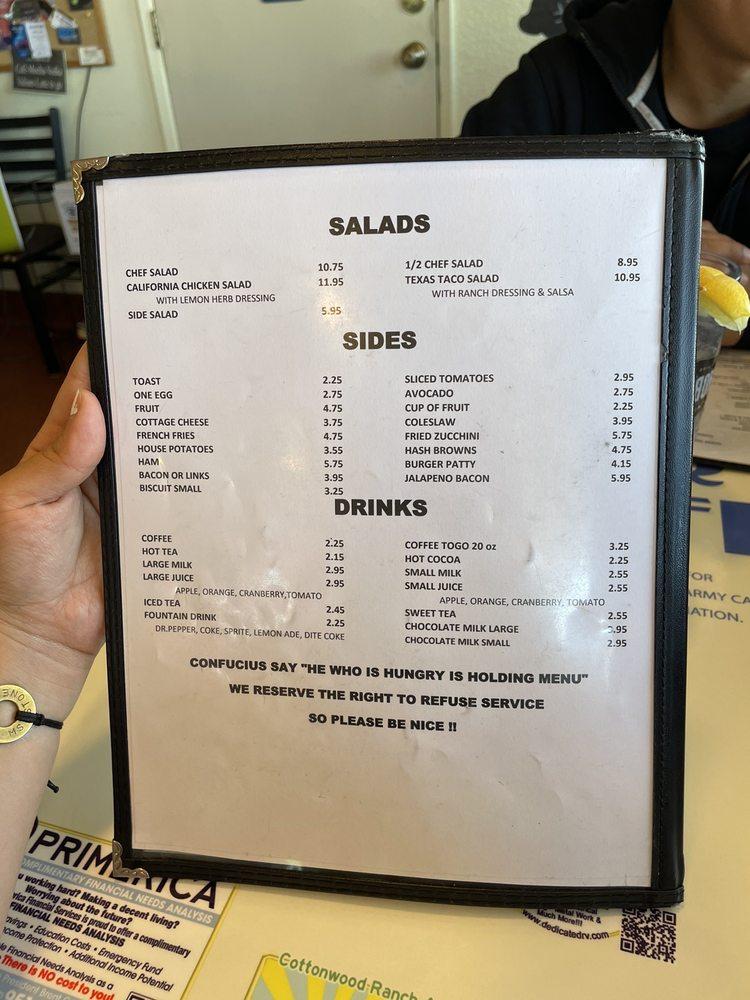 Menu at Hangar One Cafe, Hemet