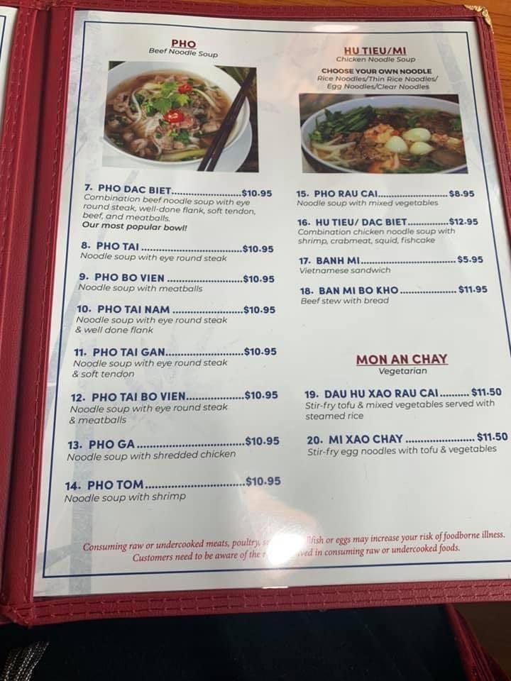 Menu at Pho An Vietnamese Restaurant, Florence, W Lucas St