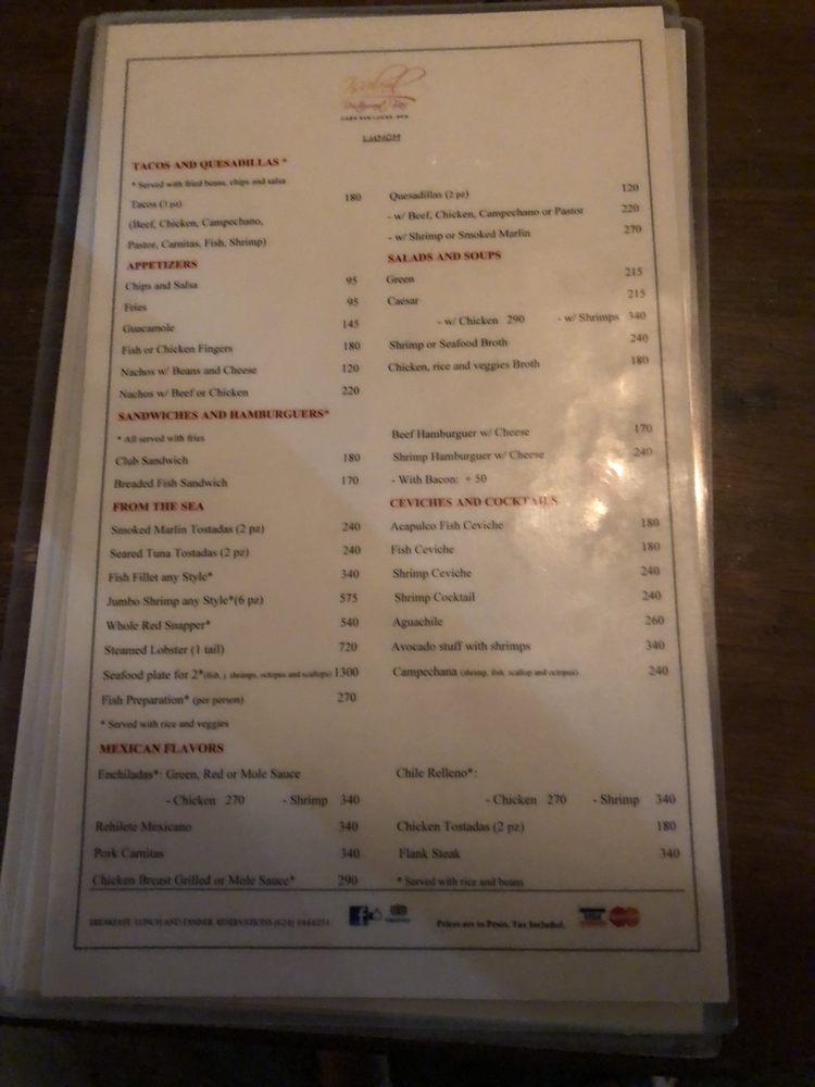 Menu at Isabel Restaurant Bar & Friends, Cabo San Lucas
