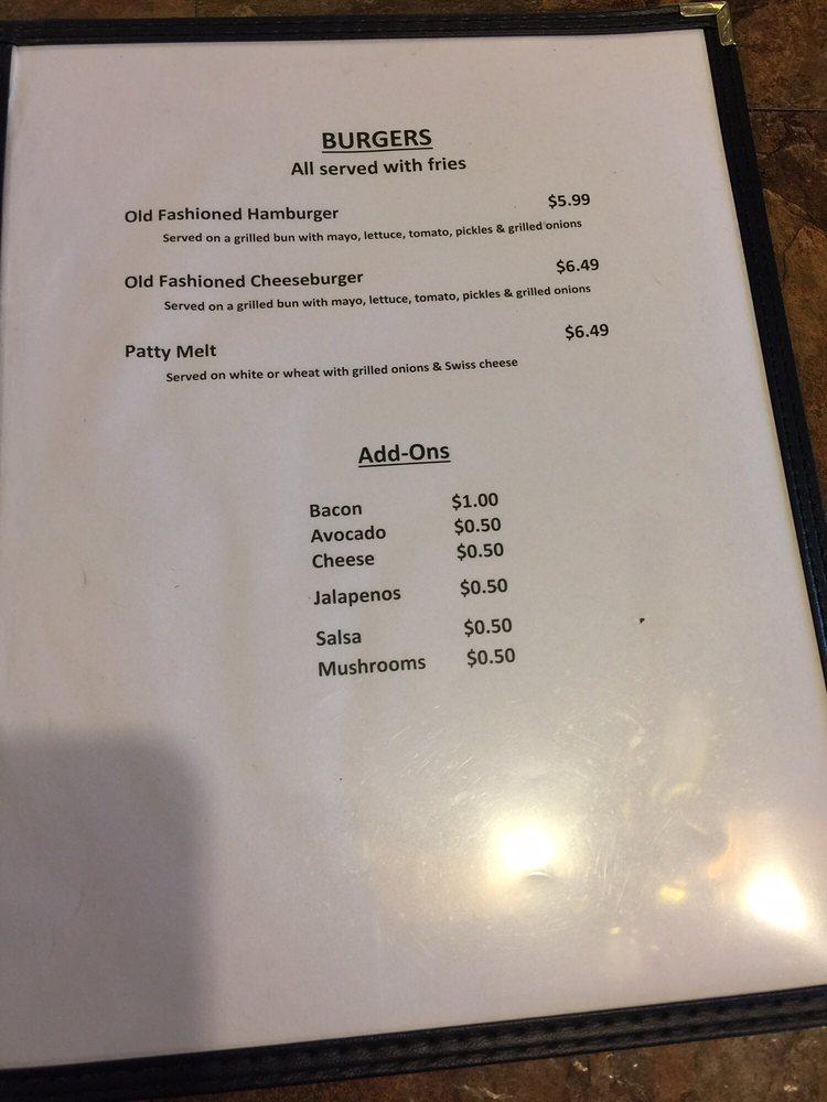 Menu at Mill Street Diner cafe, Lewisville
