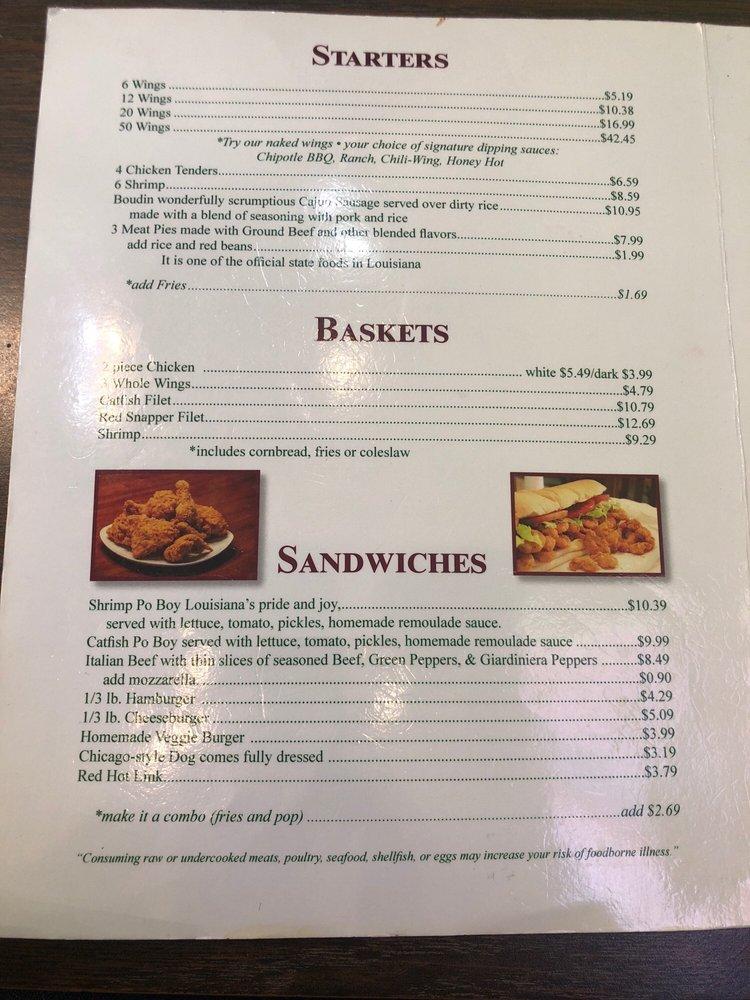 Menu at Pee Wees restaurant., Rock Island