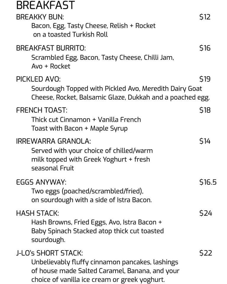 Menu at Royále Canvas restaurant, Barham