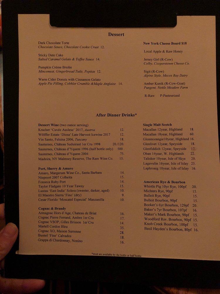 Menu at 1770 House Restaurant & Inn, East Hampton