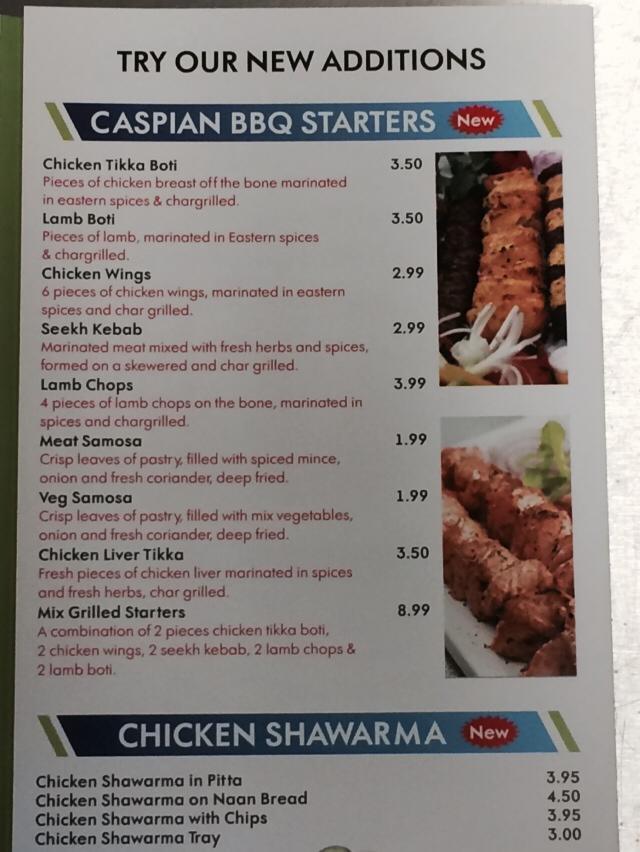 Menu at Caspian Pizza pizzeria, Heywood