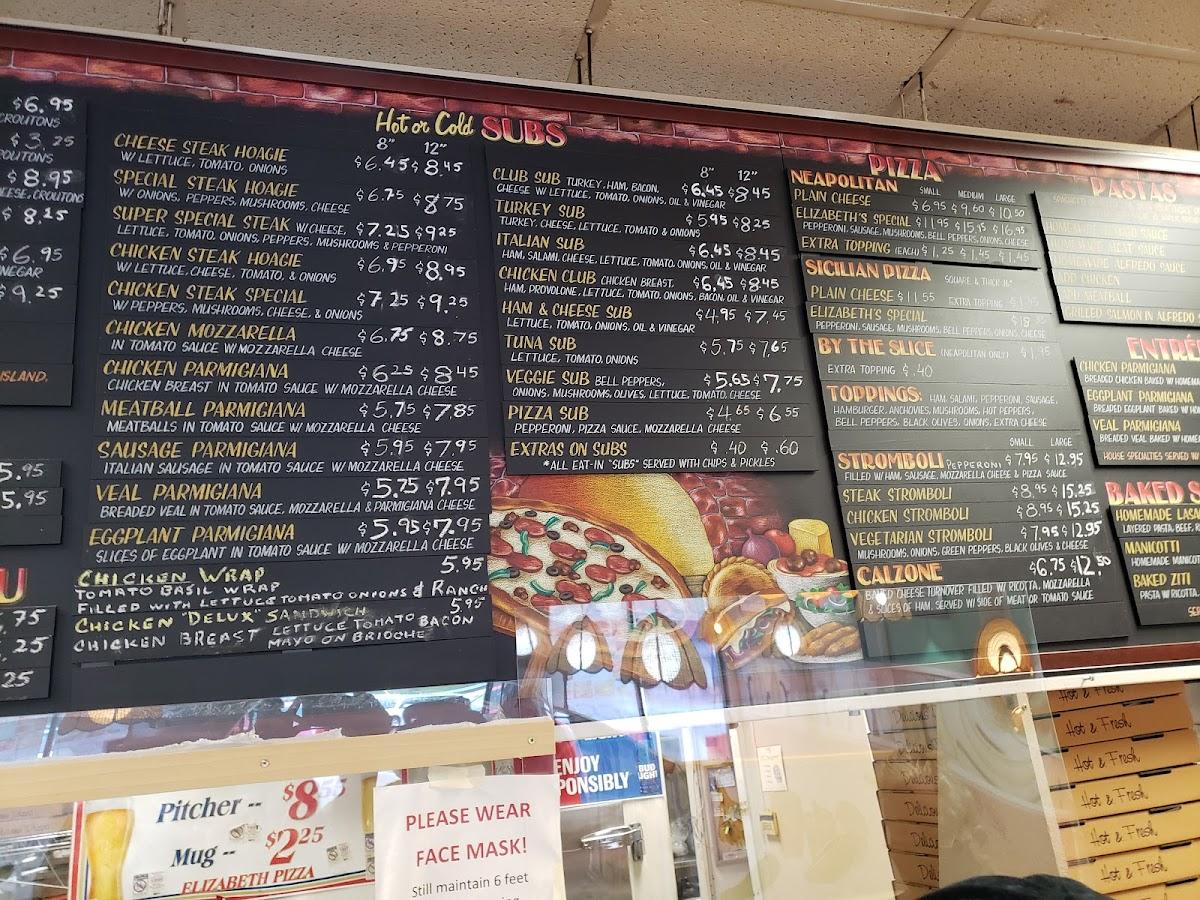 Menu at Elizabeth's Pizza pizzeria, Collinsville, Virginia Ave