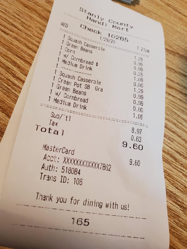 Menu at Handi Mart restaurant, Albemarle