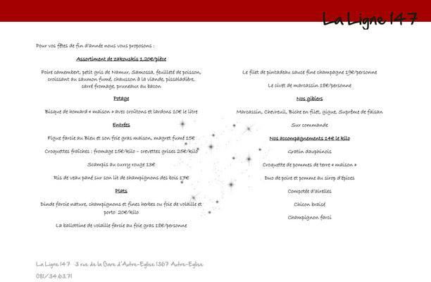 Menu at La Ligne 147, Ramillies