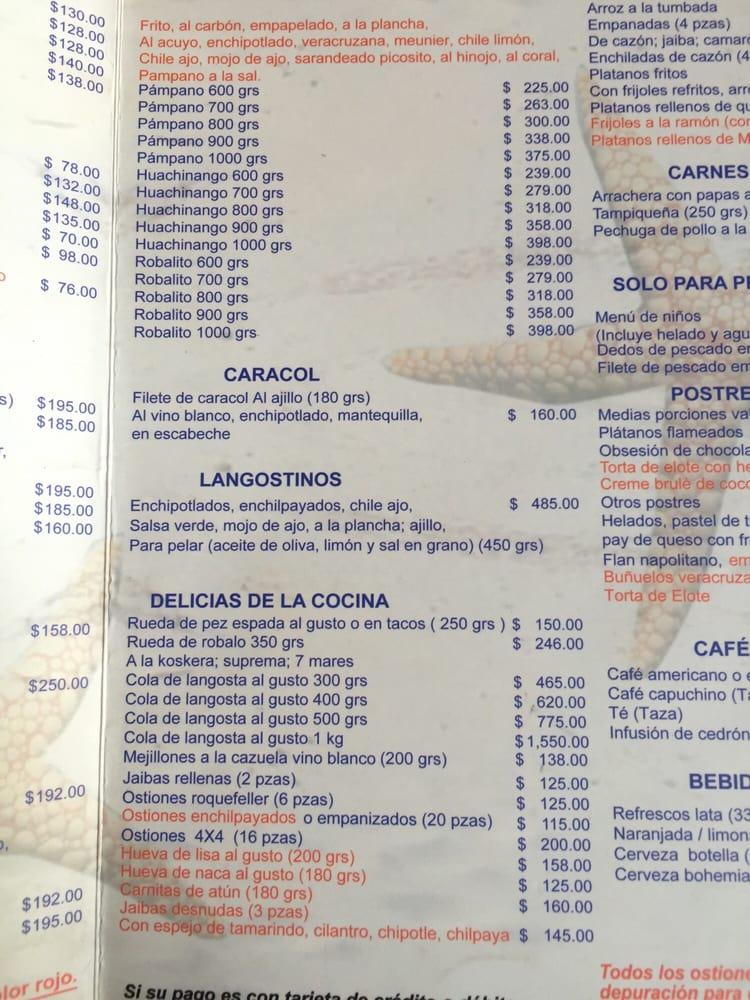 Carta del restaurante Mariscos Villa Rica Diligencias, Veracruz ...