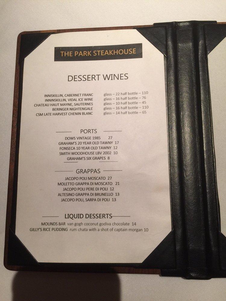 Menu at The Park Steakhouse, Park Ridge