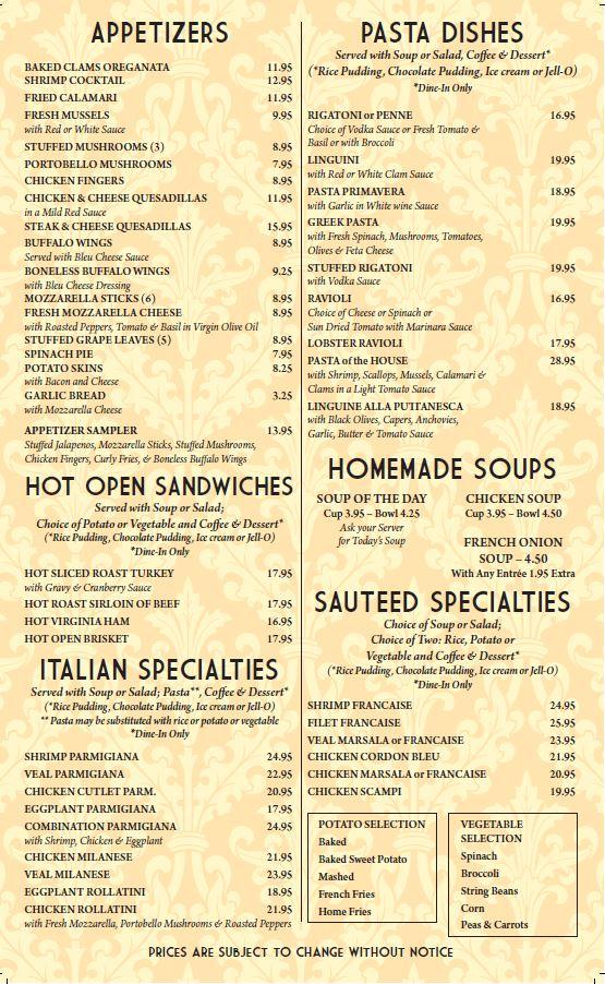 Menu at Annadale Terrace restaurant, New York City, 801 Annadale Rd