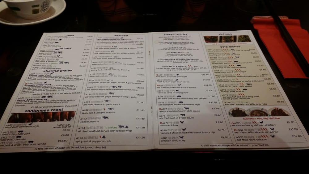 Menu at Feng Shui Inn restaurant, London
