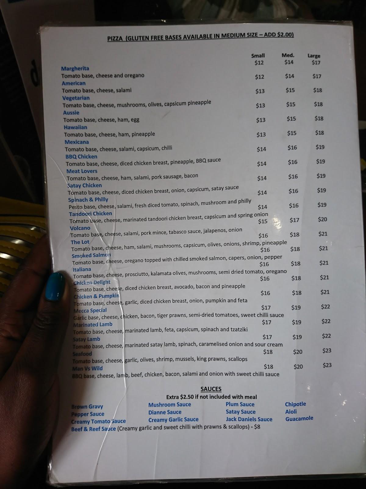 Menu at Mecca Restaurant, Burnie