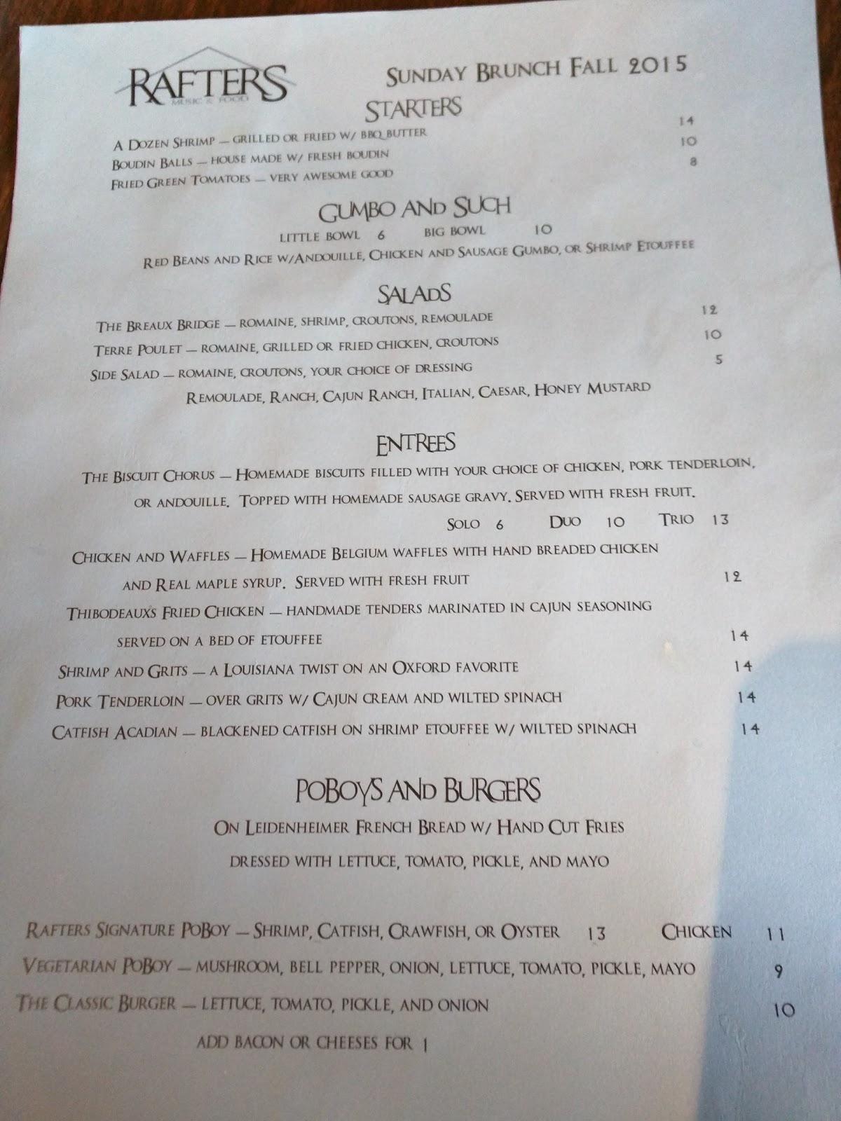 Menu at Rafters Music and Food pub & bar, Oxford